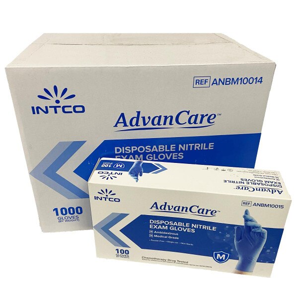 AdvanCare® PF Nitrile Exam Gloves, Medium, Blue, Latex-Free, Powder ...